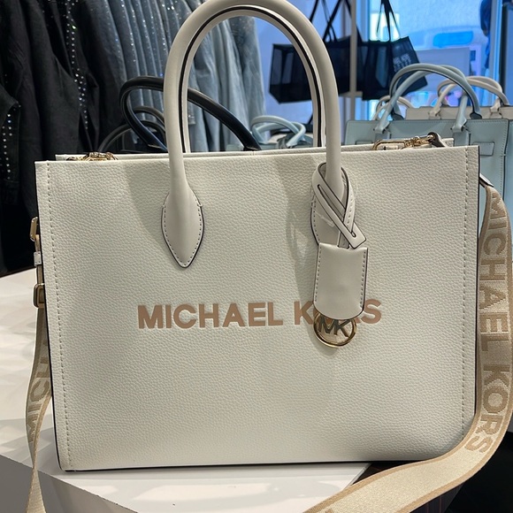 Michael Kors | Bags | Michael Kors Mirella Medium East West Pebbled Leather Tote Shopper Bag Mk ...